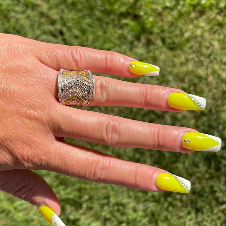 Fancy Colored Diamond Saddle Ring, 10k Rose Gold For Sale at 1stDibs