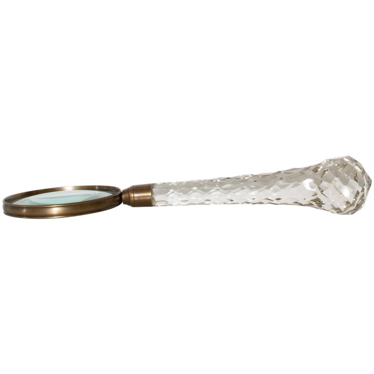 Fancy Crystal Handle Magnifying Glass in Brass Surround Regency Art ...
