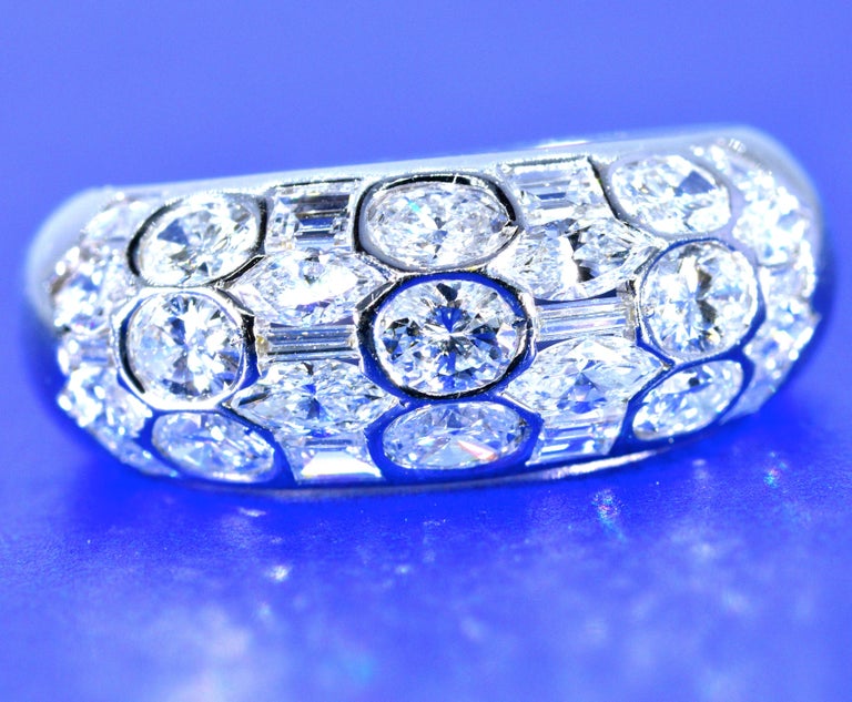Fancy Cut Diamond and 18 Karat White Gold Band Ring at 1stDibs