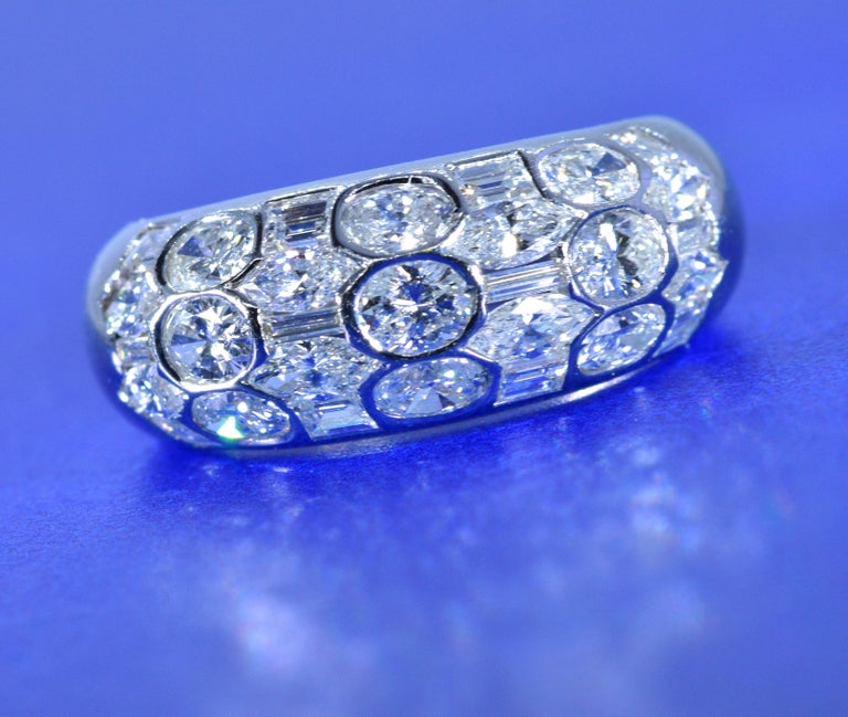 Fancy Cut Diamond and 18 Karat White Gold Band Ring at 1stDibs