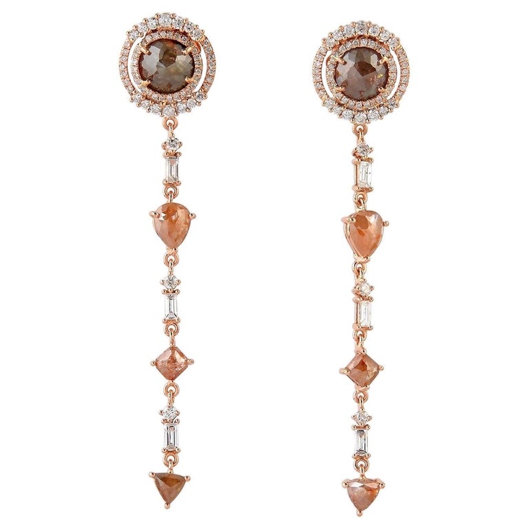 Fancy Diamond 18 Karat Gold Earrings For Sale (Free Shipping) at 1stDibs