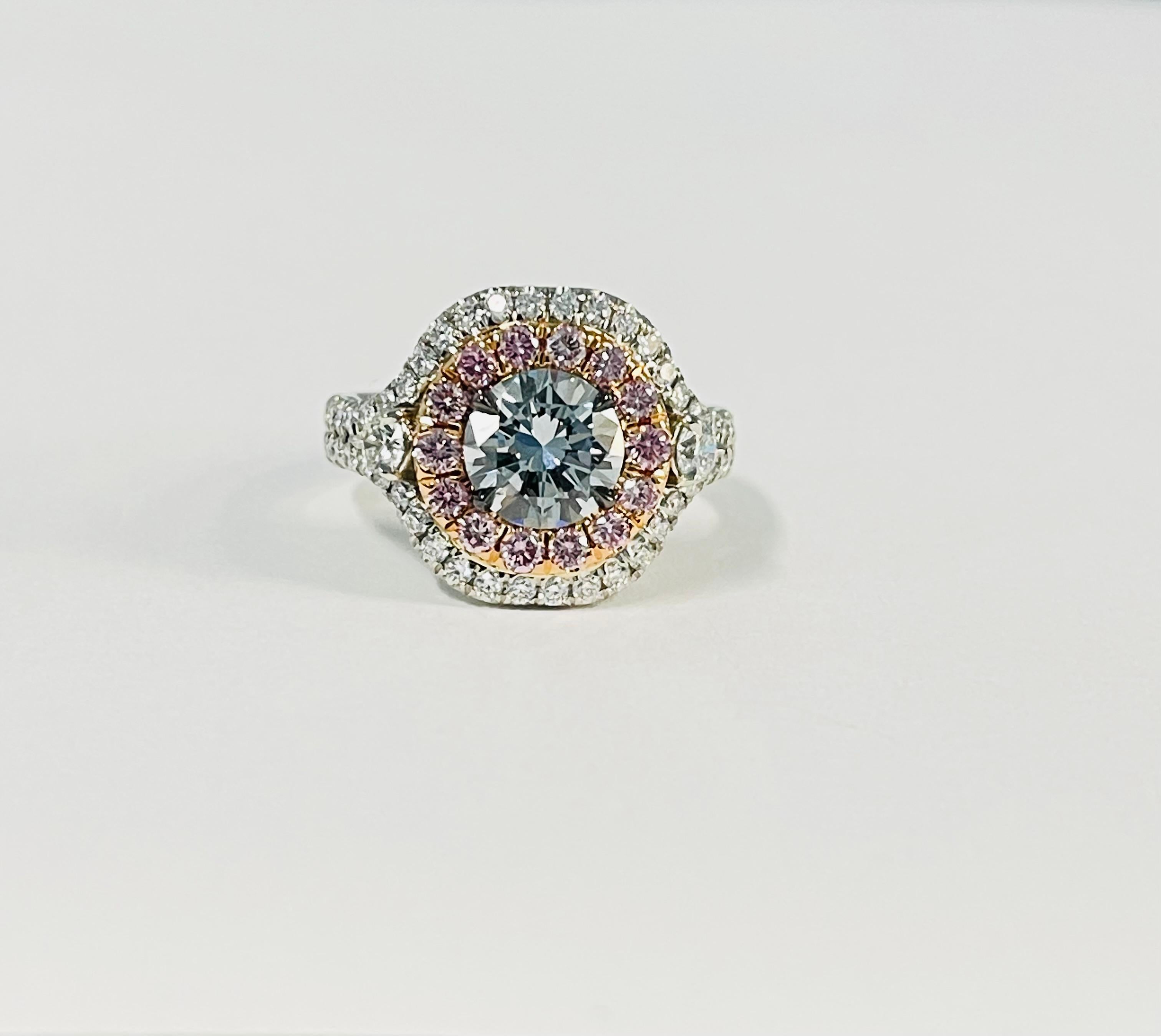 Fancy Gray Blue Diamond and Pink Diamond Engagement Ring In Platinum ...