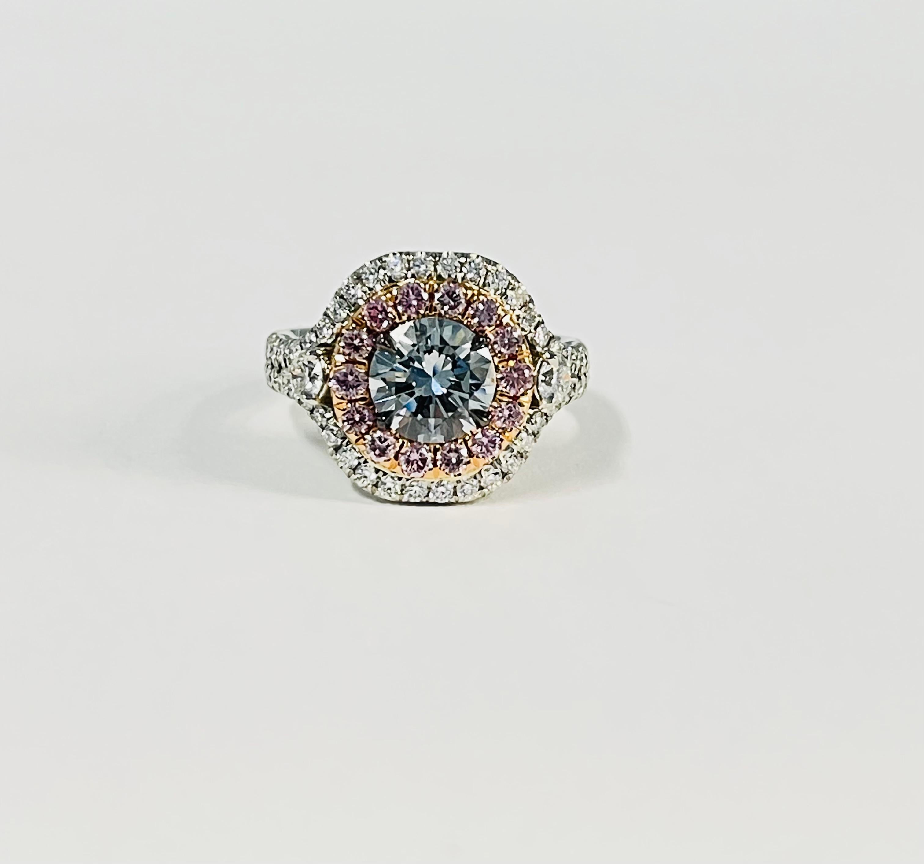 Fancy Gray Blue Diamond and Pink Diamond Engagement Ring In Platinum ...