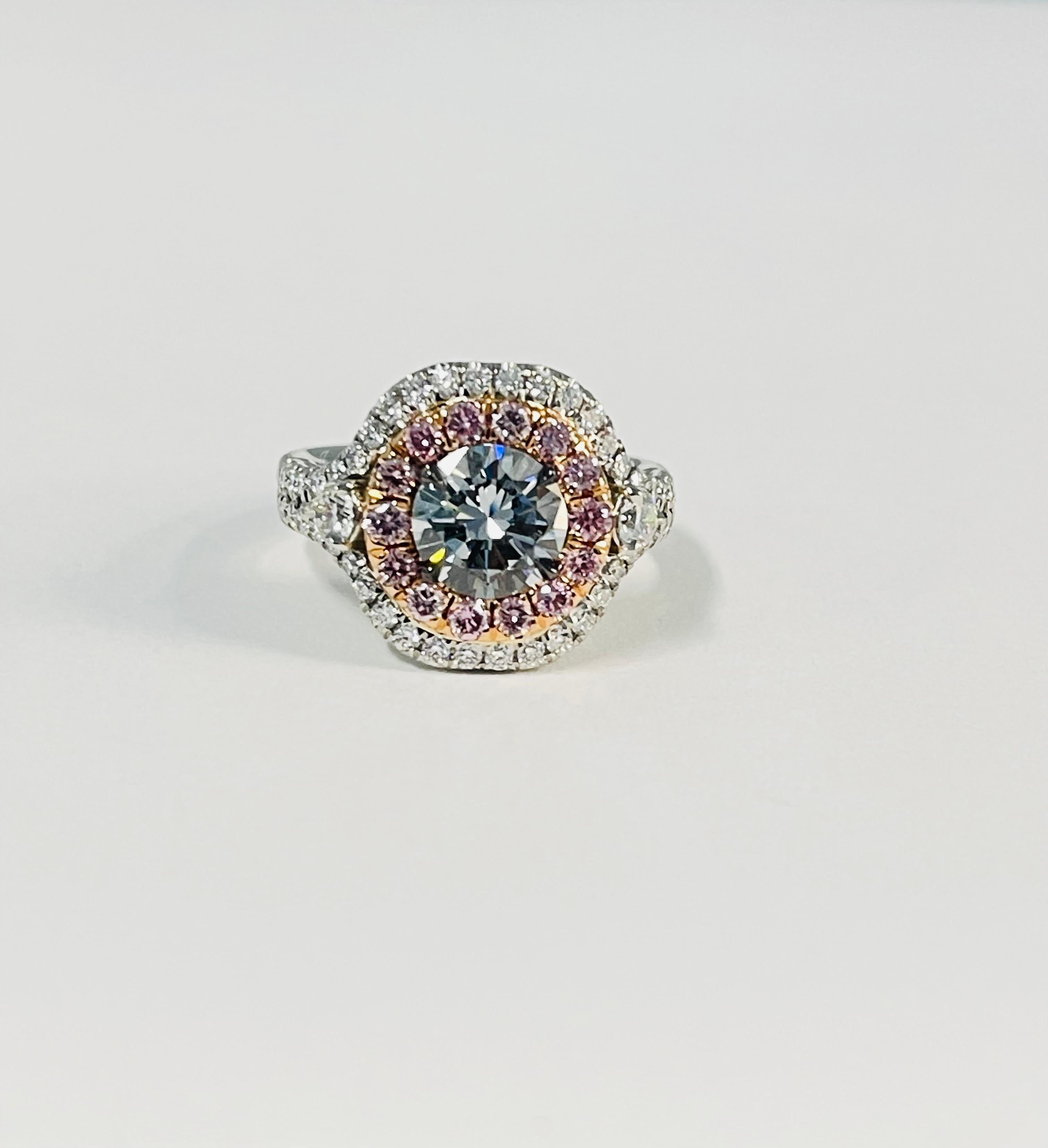 Fancy Gray Blue Diamond and Pink Diamond Engagement Ring In Platinum ...
