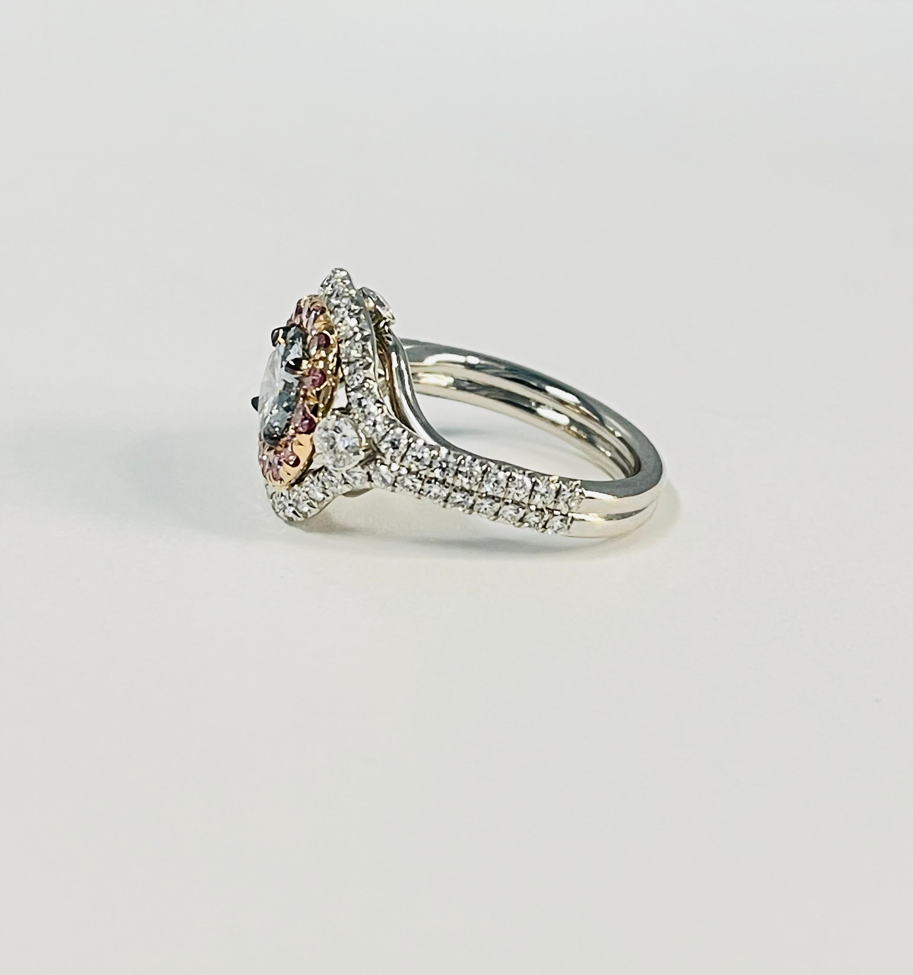 Fancy Gray Blue Diamond and Pink Diamond Engagement Ring In Platinum ...