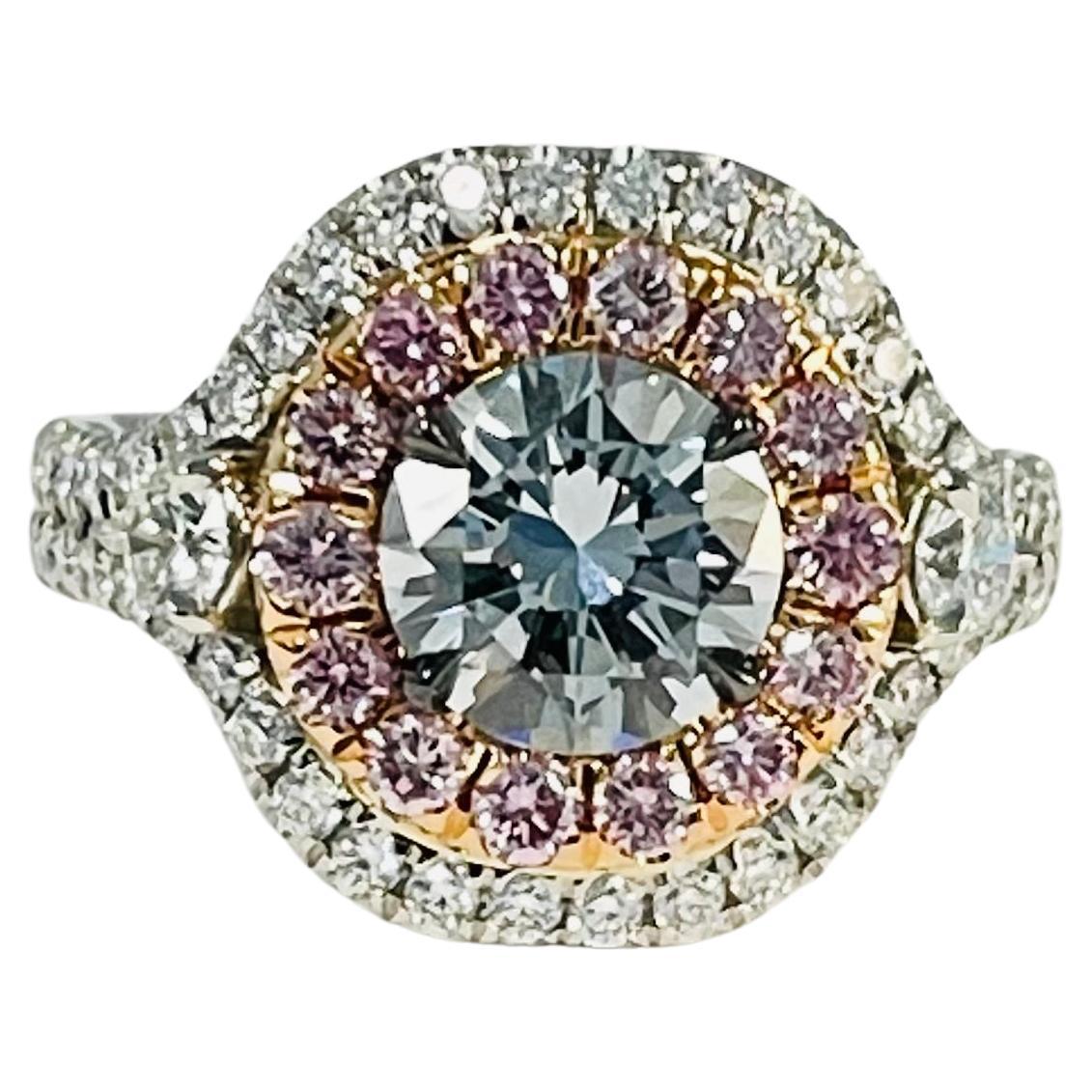 Fancy Gray Blue Diamond and Pink Diamond Engagement Ring In Platinum ...
