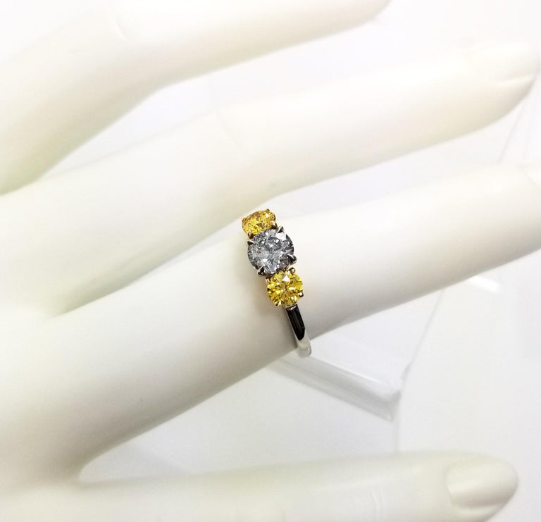 Fancy Gray-Blue and Vivid Yellow Diamonds Engagement Ring Jacket in ...