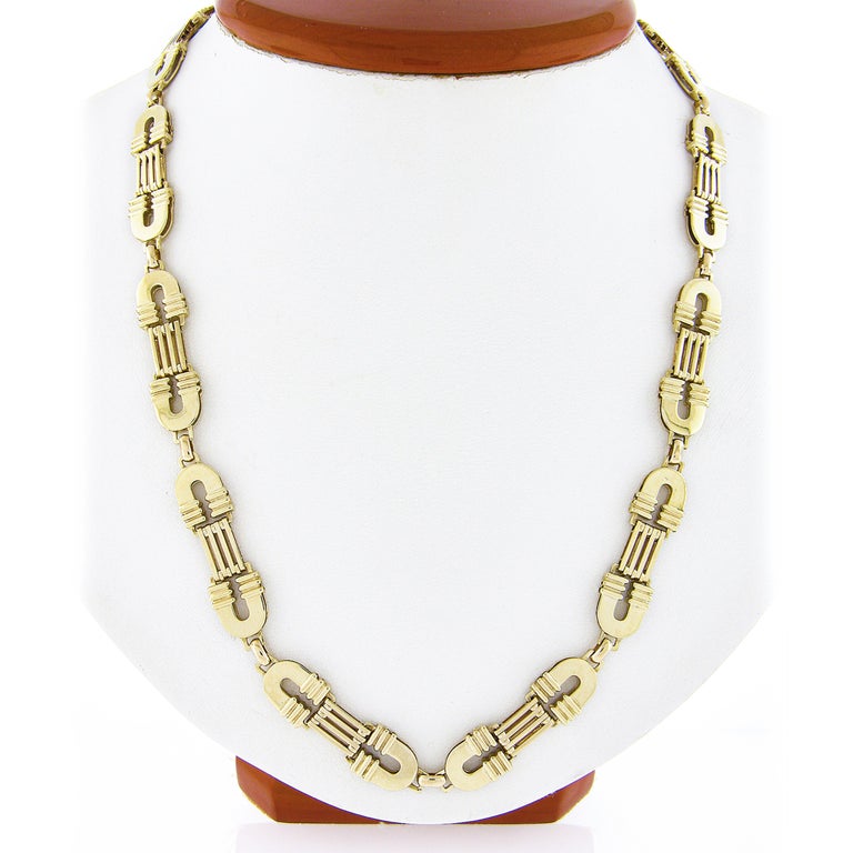 Fancy Handmade Italian 14K Gold 23.5" Polished Flexible Link Chain ...