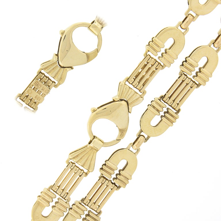 Fancy Handmade Italian 14K Gold 23.5" Polished Flexible Link Chain ...