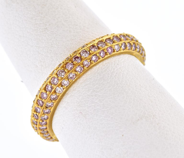 Fancy Intense Pink Diamond Eternity Band For Sale at 1stDibs