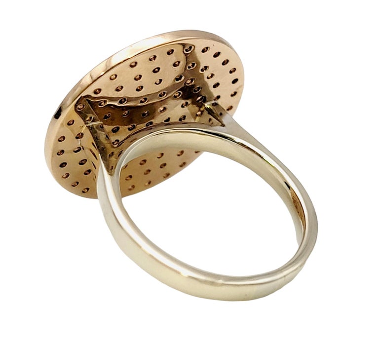 Fancy Light Pink Pave Diamond Disc Cocktail Ring 18 Karat Rose and ...