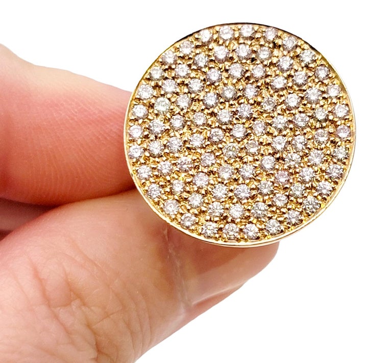 Fancy Light Pink Pave Diamond Disc Cocktail Ring 18 Karat Rose and ...