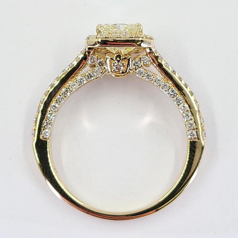 Fancy Light Yellow Radiant Diamond Engagement Ring For Sale at 1stDibs