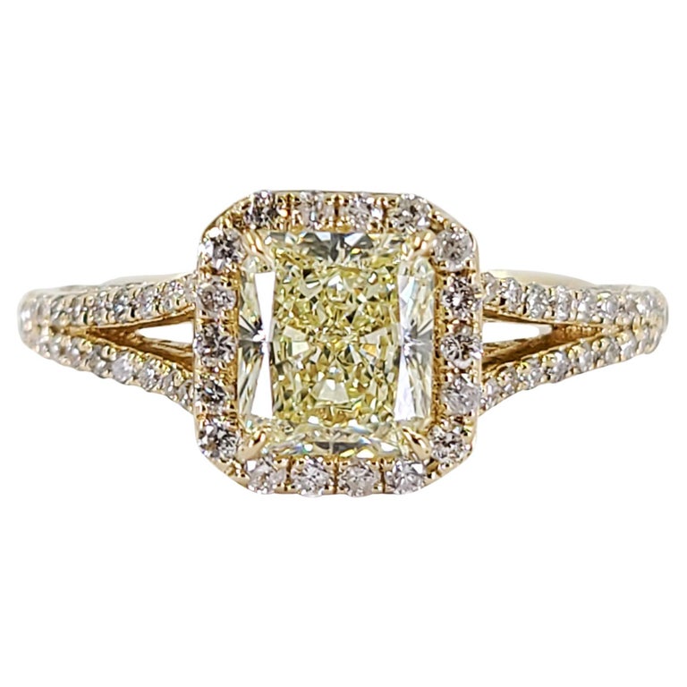 Fancy Light Yellow Radiant Diamond Engagement Ring For Sale at 1stDibs