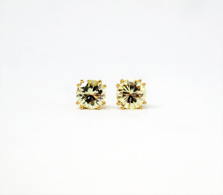 Fancy Light Yellow Round Diamond Stud Earrings with White Diamond Halo ...