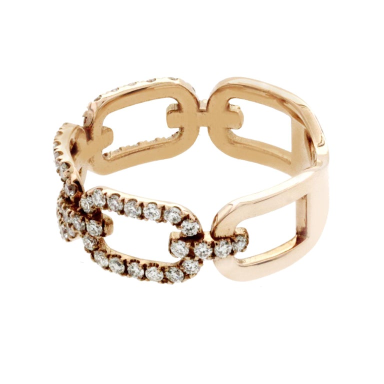 Fancy Link Chain 14 Karat Gold 0.58 Carat Diamonds Wedding Band Ring ...