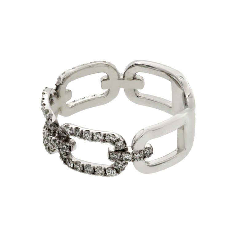 Fancy Link Chain 14 Karat White Gold 0.58 Carat Diamonds Wedding Band ...