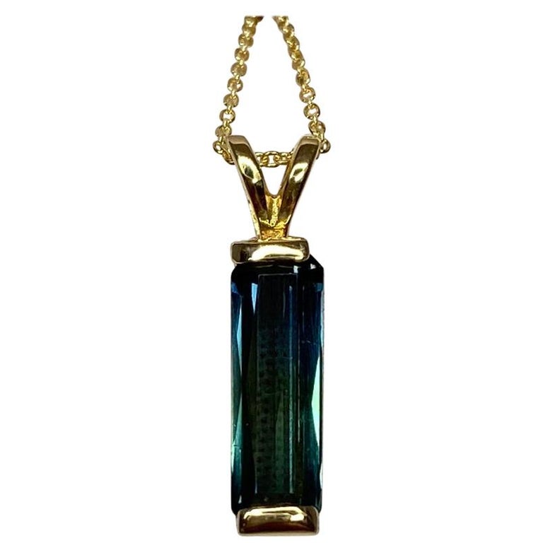 Fancy Octagon Cut 1.50 Carat Green Blue Unique Tourmaline 14 Karat Gold ...