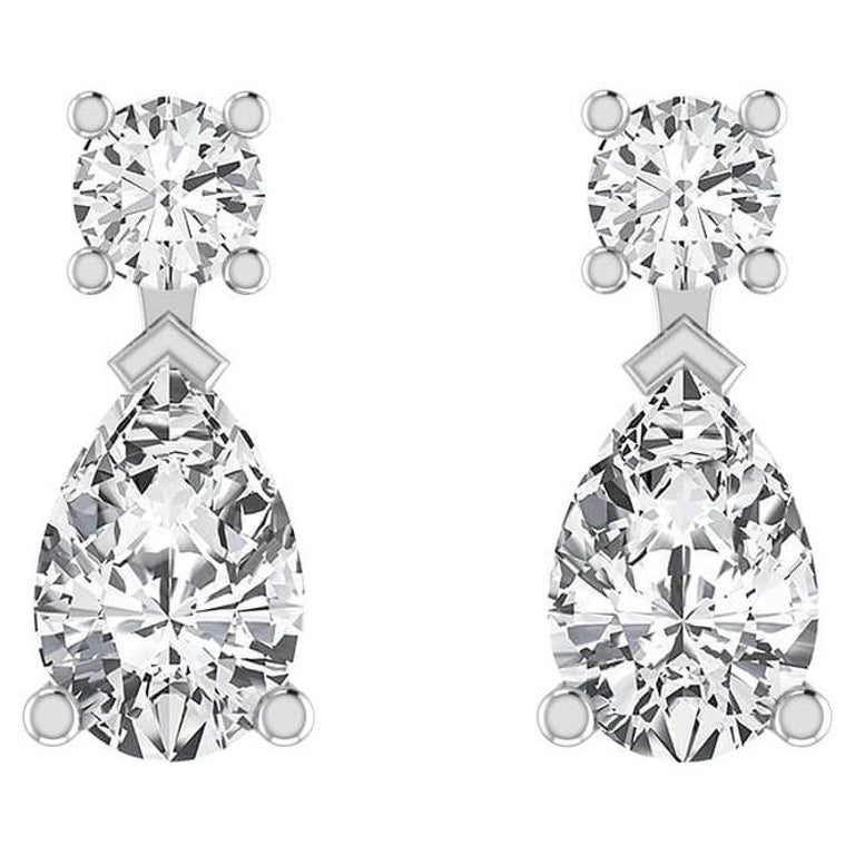 Fancy Pear Shape Diamond Drop Earring in 18 Karat White Gold For Sale ...