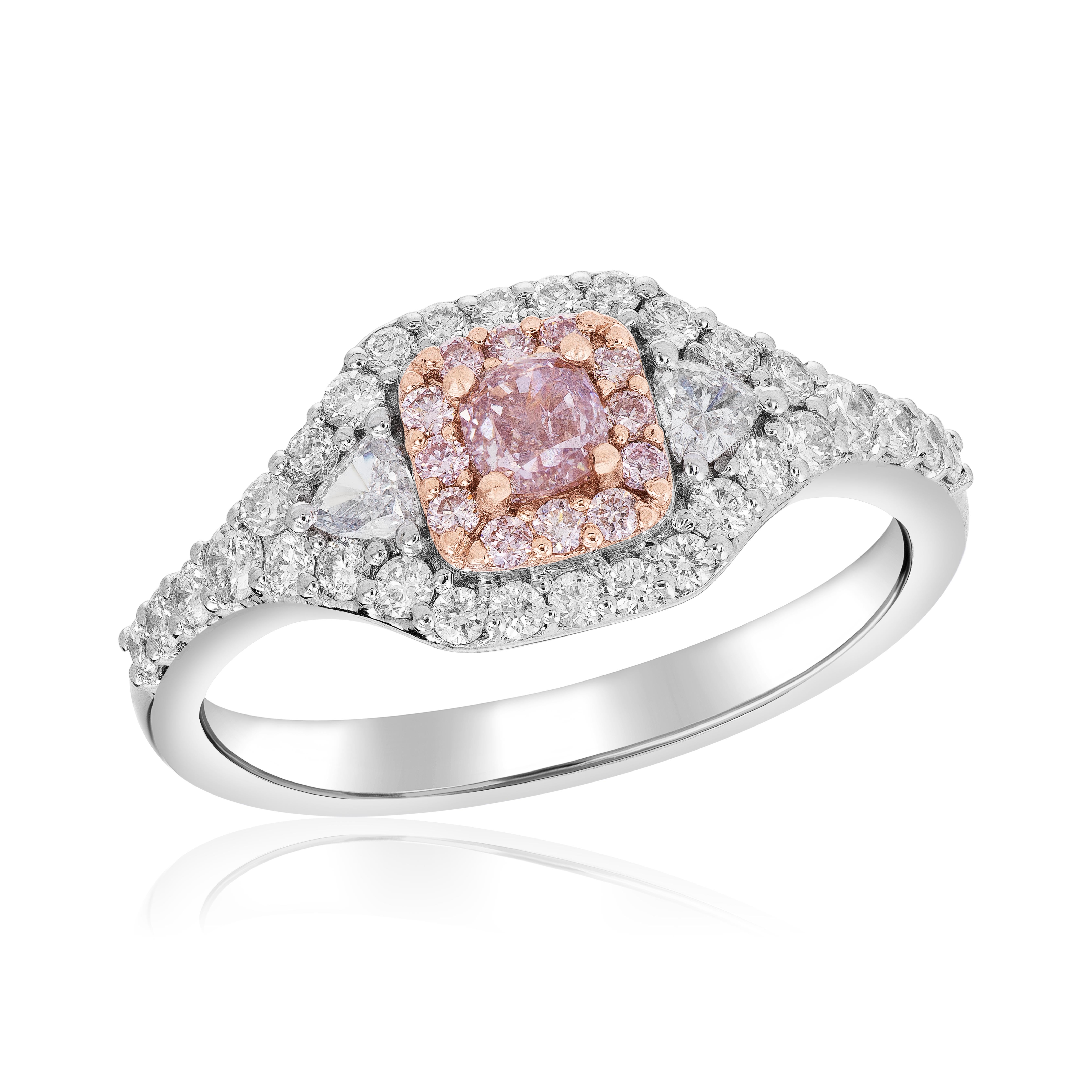 Fancy Pink Diamond Engagement Ring Set with a 0.27 Carat Center Cushion ...