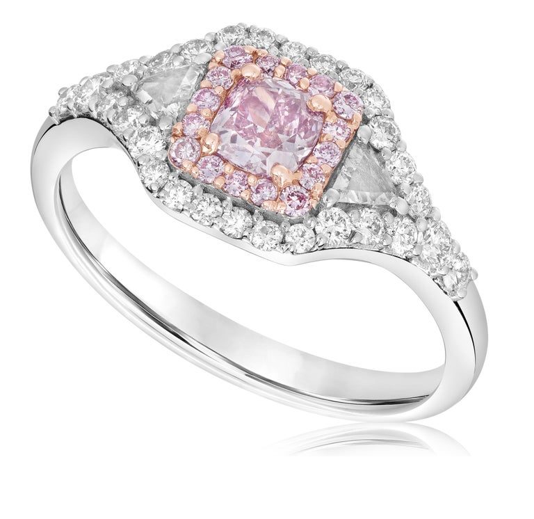 Fancy Pink Diamond Engagement Ring Set with a 0.34Carat Center Cushion ...