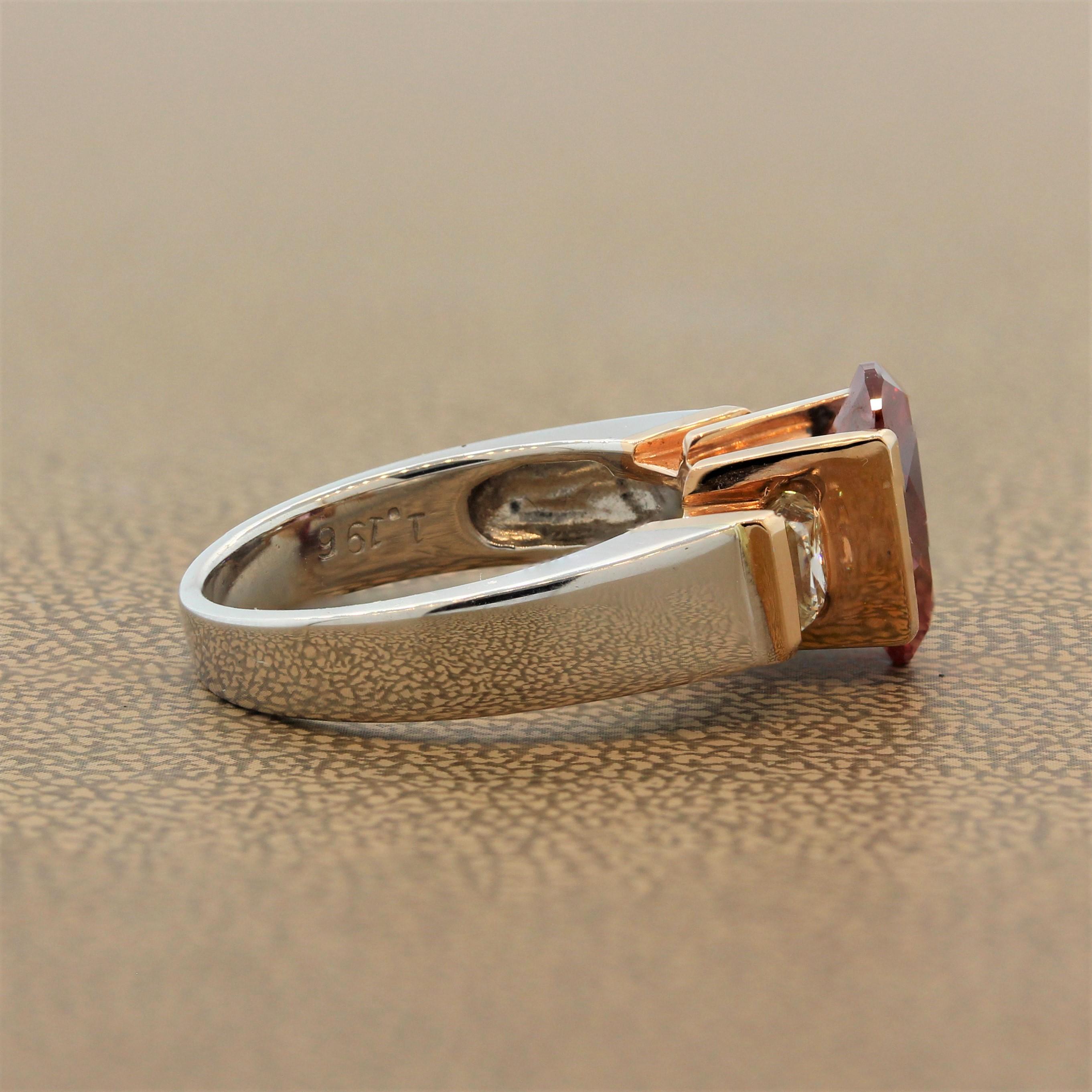 Fancy Red and Colorless Diamond Two-Tone Gold Ring, GIA Certified For ...