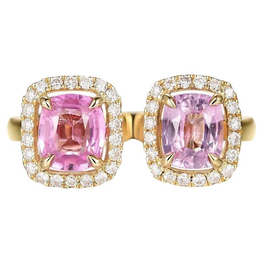 Fancy Sapphire Toi et Moi Ring in 18 Karat Yellow Gold For Sale at 1stDibs