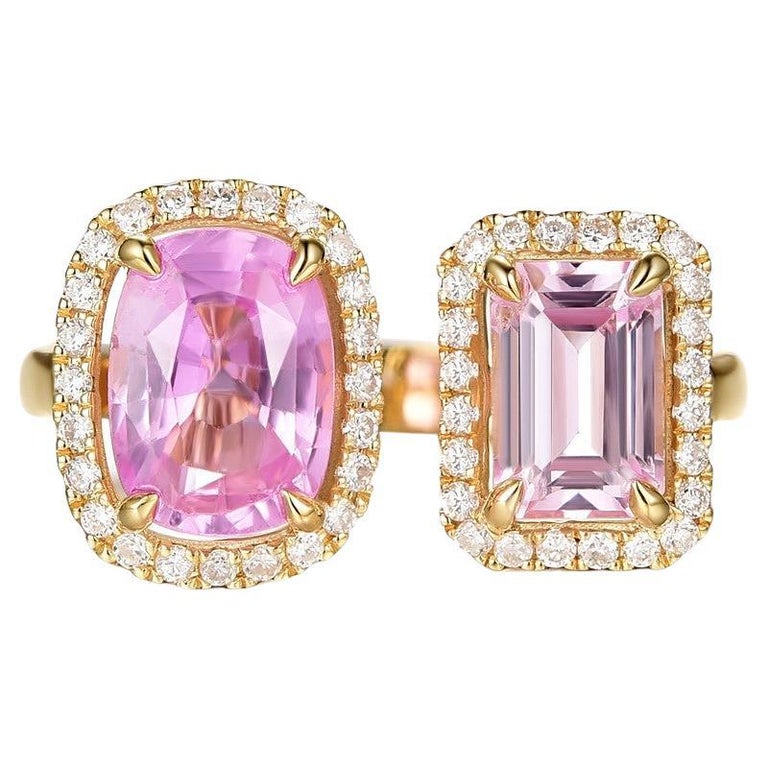 Fancy Sapphire Toi et Moi Ring in 18 Karat Yellow Gold at 1stDibs