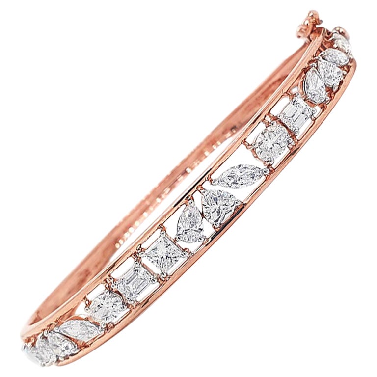 Fancy Shape Diamond Bangle Bracelet 18KT Yellow Gold at 1stDibs