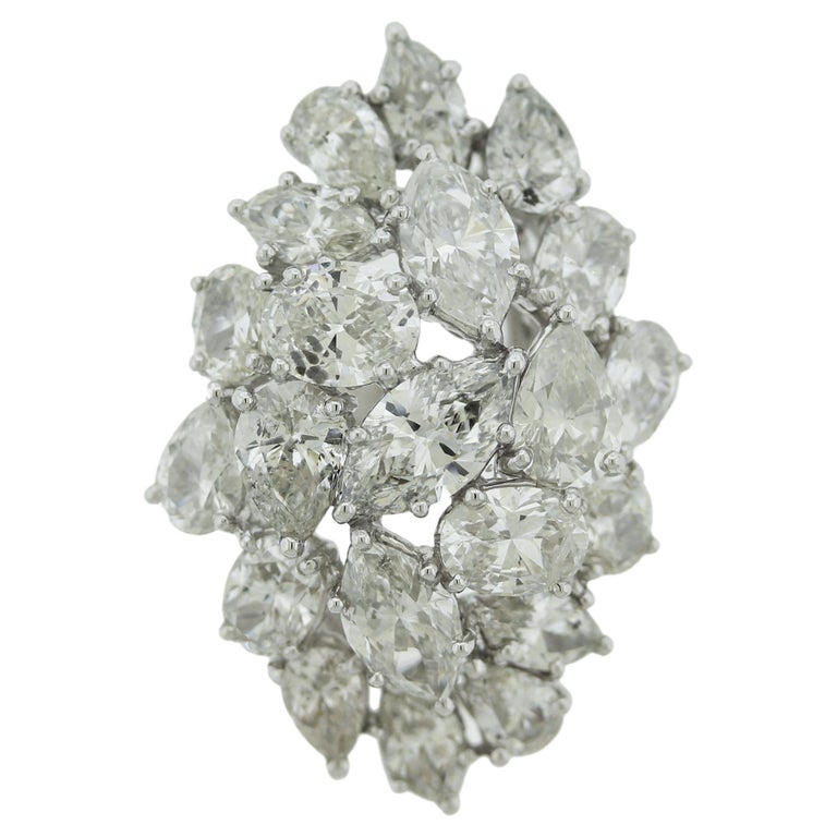 Fancy-Shape Diamond Cluster Gold Ring at 1stDibs