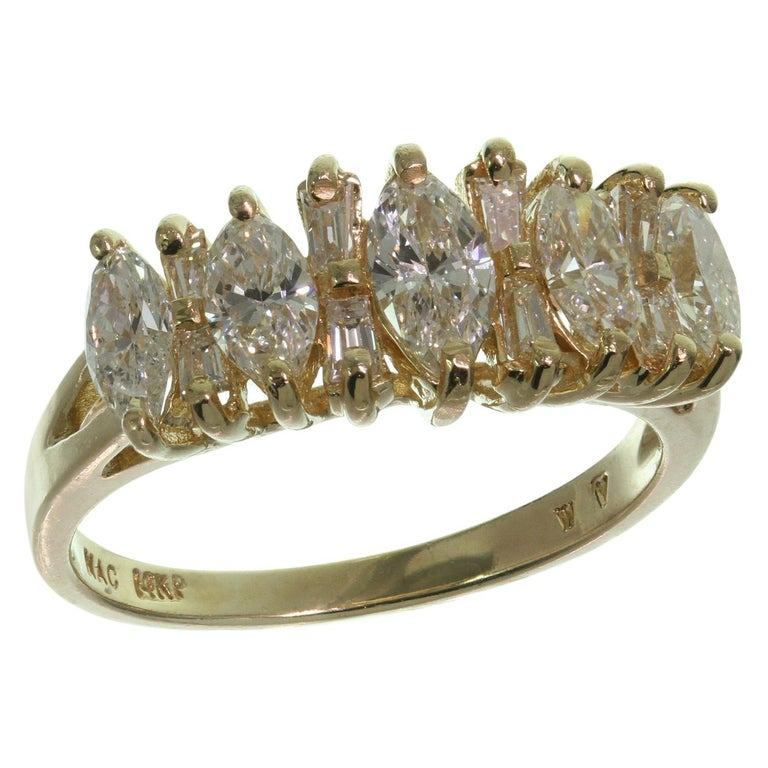 Fancy-Shape Diamond Yellow Gold Estate Ring For Sale at 1stDibs