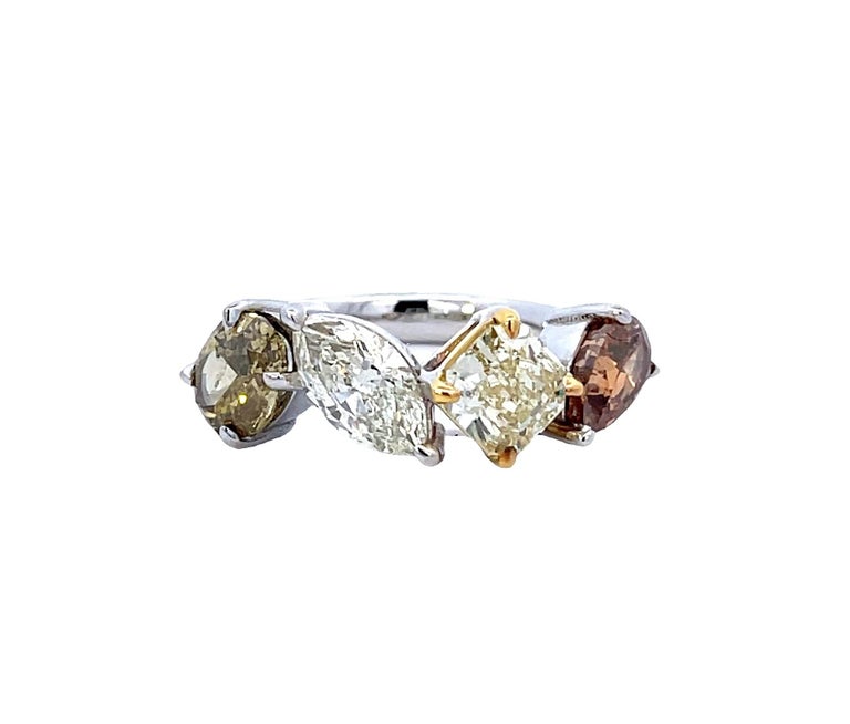 Fancy Shape Multicolor Diamond 3.51 Carat set in White Gold Fashion ...