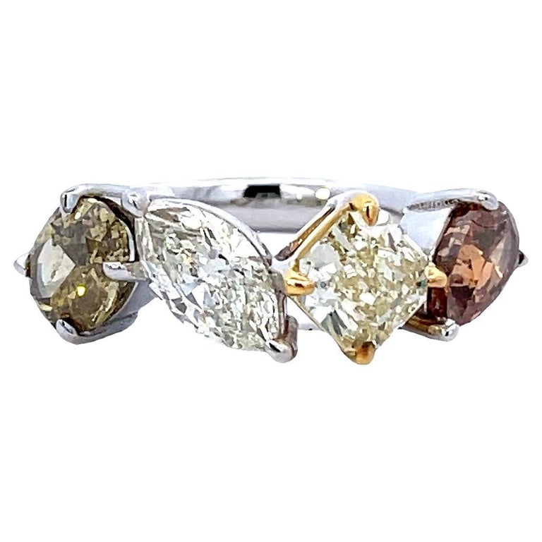 Fancy Shape Multicolor Diamond 3.51 Carat set in White Gold Fashion ...