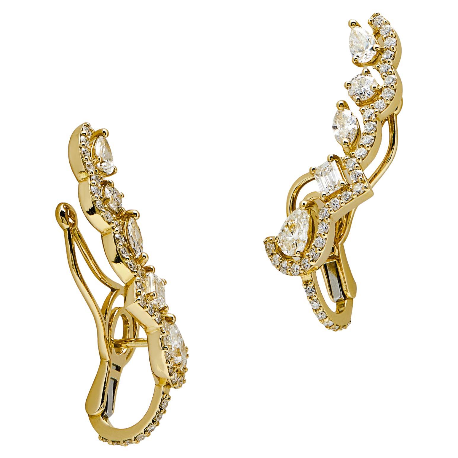 Fancy-Shaped Yellow Diamond Earrings For Sale at 1stDibs