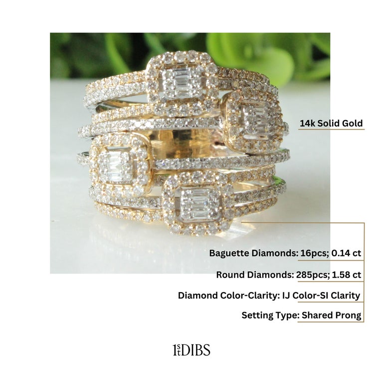 Customizable Fancy Shapes Cocktail Iced Out Diamond Ring in 14k Solid ...