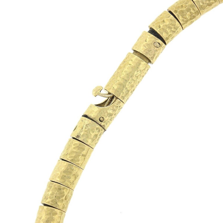 Fancy Solid 18K Gold Hammered Tubes On Rubber Rope Choker Chain ...
