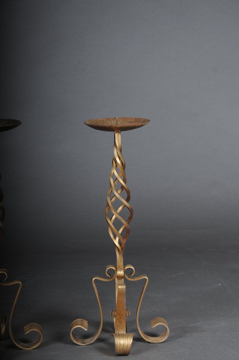 Fancy torchères/candlesticks in gilded cast iron For Sale at 1stDibs