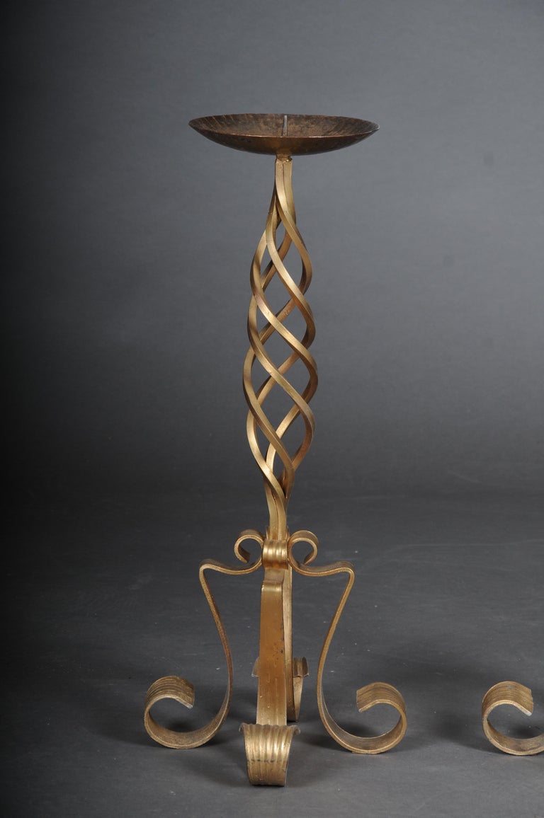 Fancy torchères/candlesticks in gilded cast iron For Sale at 1stDibs