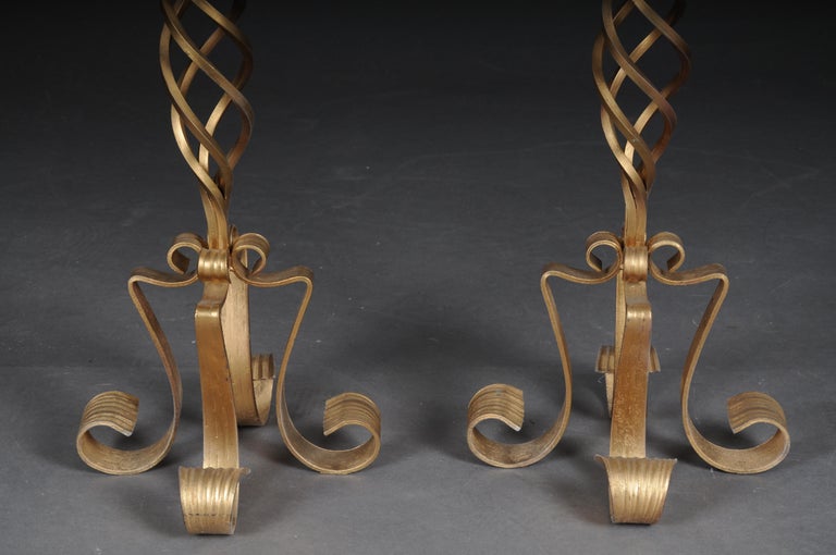 Fancy torchères/candlesticks in gilded cast iron For Sale at 1stDibs