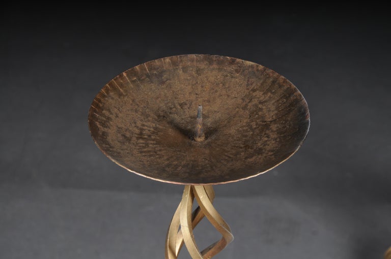 Fancy torchères/candlesticks in gilded cast iron For Sale at 1stDibs