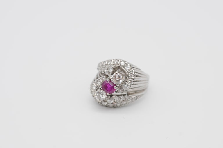 Fancy White Gold Ring with Brilliant Stones For Sale at 1stDibs
