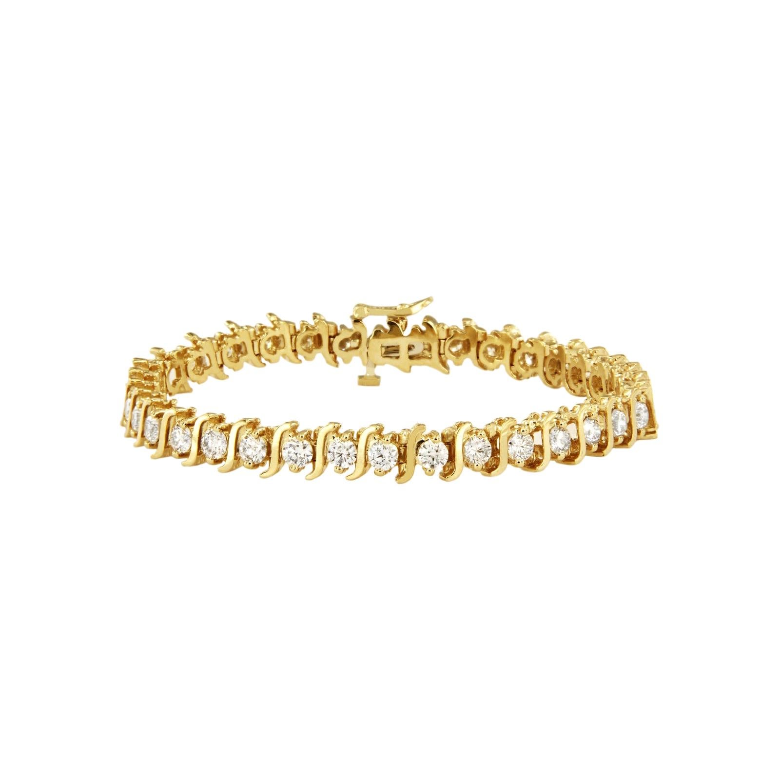 Fancy Yellow Gold With Diamonds Tennis Bracelet For Sale At 1stdibs
