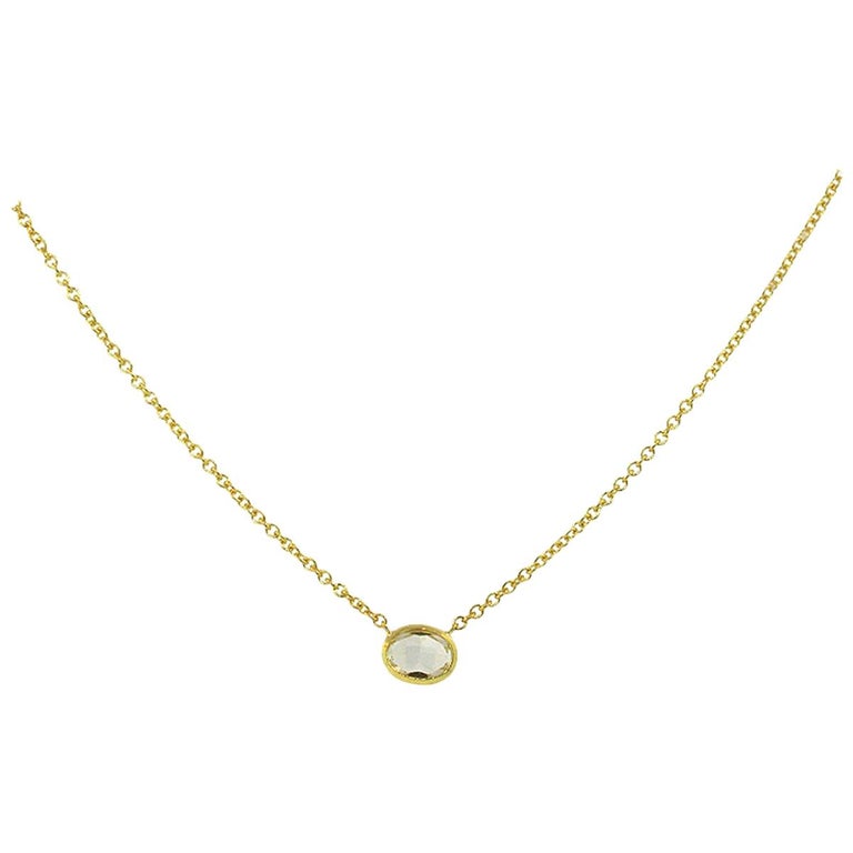 Fancy Yellow Oval Diamond Bezel Set Necklace For Sale (Free Shipping ...