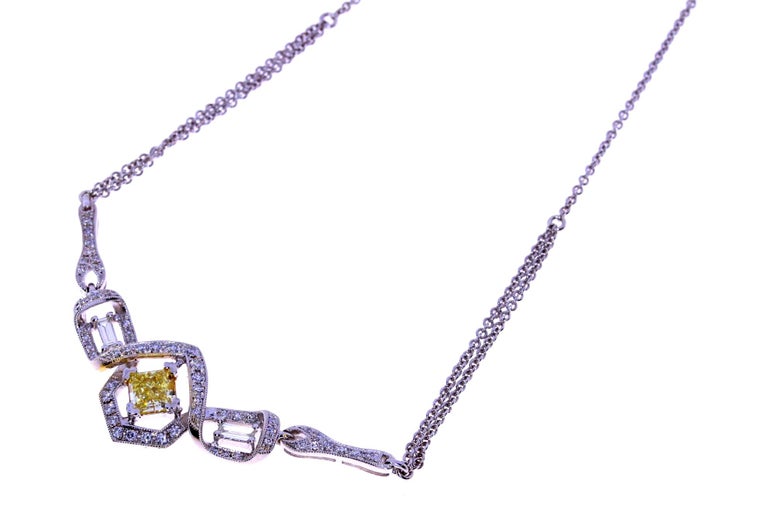 Fancy Yellow Princess Cut Diamond Pendant For Sale at 1stDibs