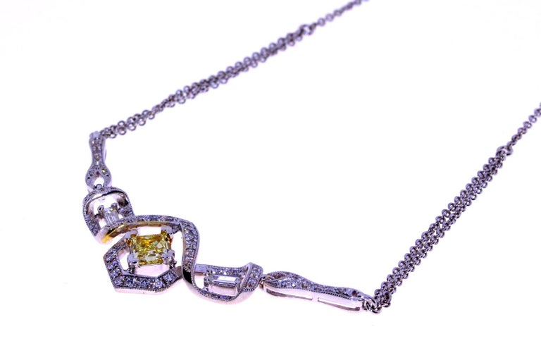 Fancy Yellow Princess Cut Diamond Pendant For Sale at 1stDibs