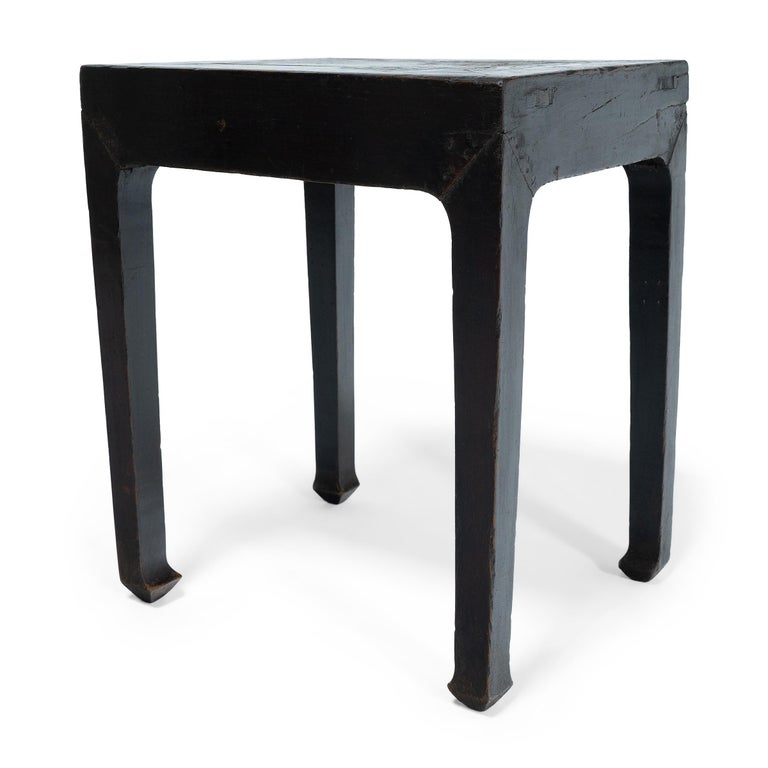 Chinese Black Lacquer Square Stool, C. 1800 For Sale at 1stDibs