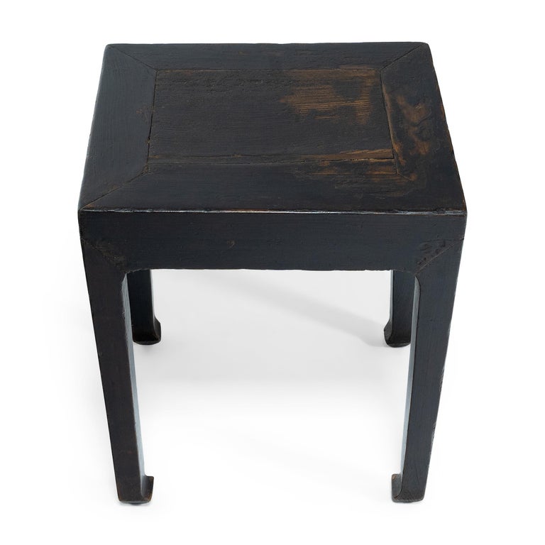 Chinese Black Lacquer Square Stool, C. 1800 For Sale at 1stDibs