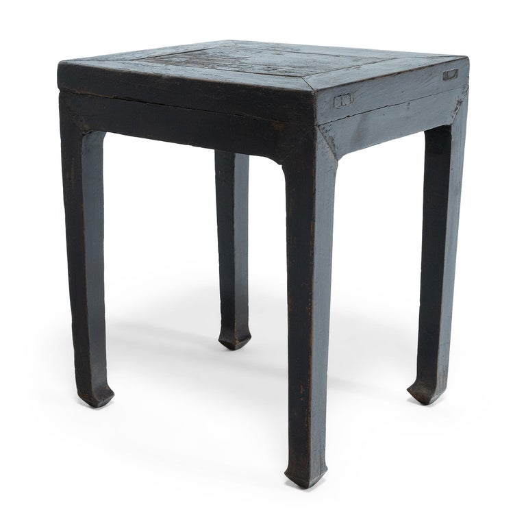 Chinese Black Lacquer Square Stool, C. 1800 For Sale at 1stDibs