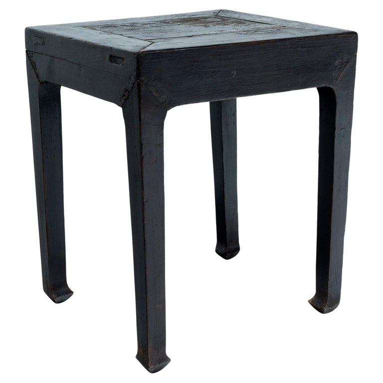 Chinese Black Lacquer Square Stool, C. 1800 For Sale at 1stDibs