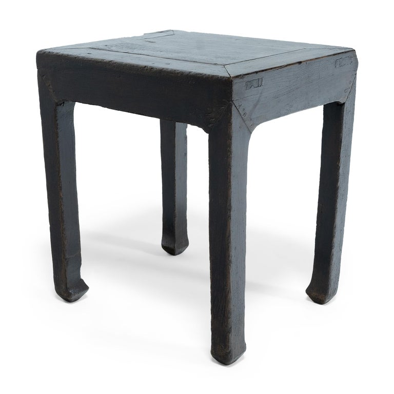 Chinese Black Lacquer Square Stool, c. 1850 For Sale at 1stDibs